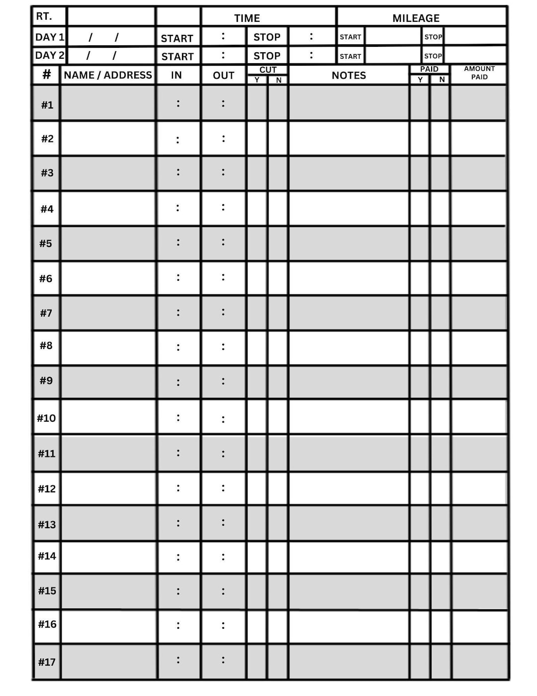 2 Day / Lawncare Time Sheet, Lawn Mowing Tracker, Employee Time Sheet ...
