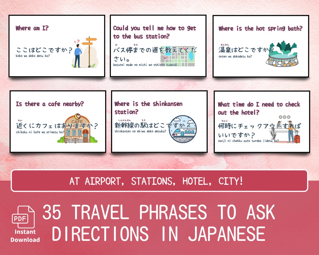 Japanese Travel Phrases Flashcards: Airport, Hotel, Stations (digital ...