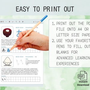 Japanese Worksheet Bundle Flashcards Hiragana With Japanese Food ...