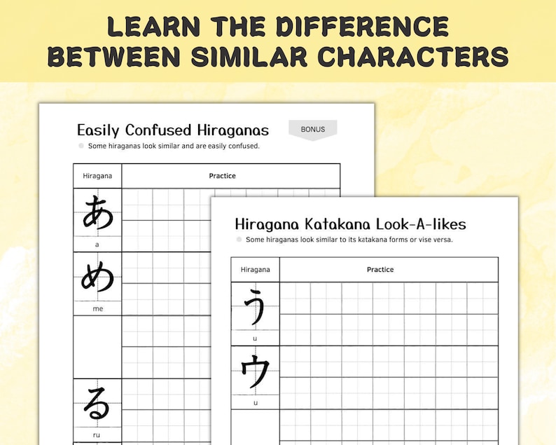 Hiragana and Katakana Worksheets Bundle for Japanese Characters ...