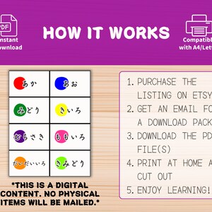 Japanese Color Flashcards: Hiragana & Kanji Learning (digital Download ...