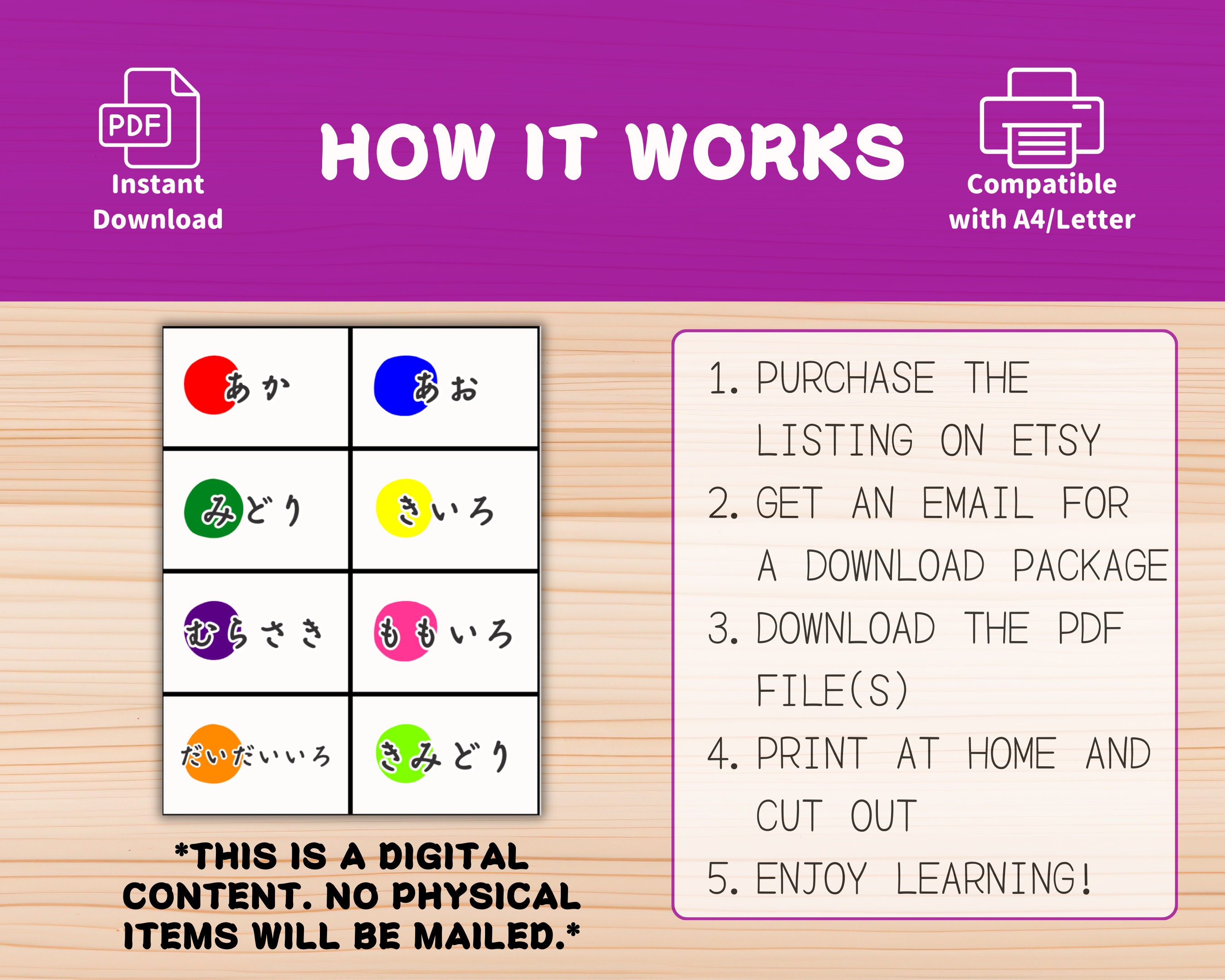 Japanese Flashcards Color Memorizing Cards for Hiragana Flashcards for ...
