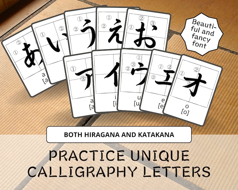 Hiragana Katakana Practice Flashcard Bundle for Japanese Learners ...