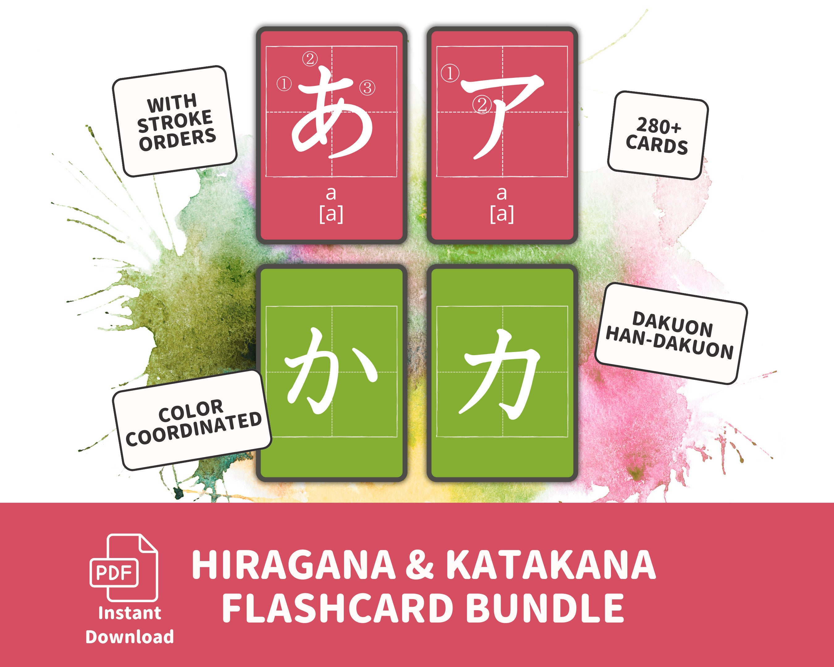 Hiragana Katakana Flashcard Bundle Japanese Flashcards Katakana and ...