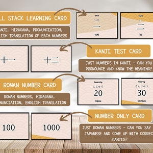 Numbers in Japanese Hiragana and Kanji Flashcards for Japanese Learning ...
