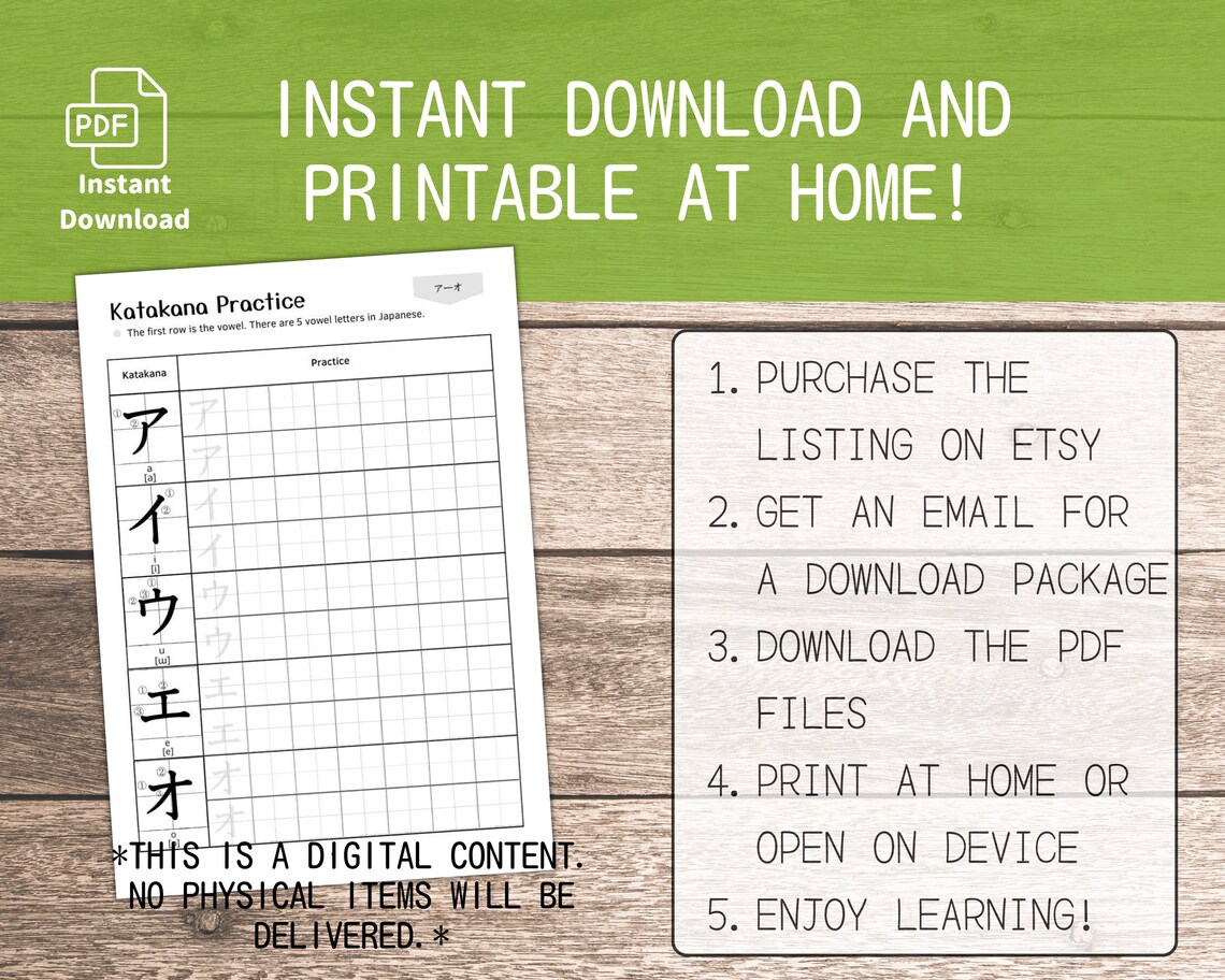 Katakana Practice Worksheet for Japanese Learners and Children With ...