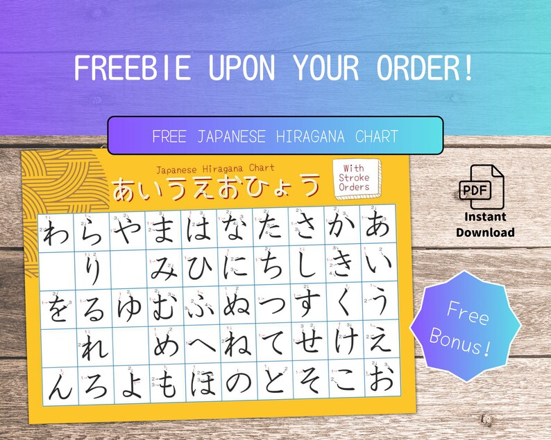 Hiragana Practice Sheet: Japanese Alphabets, Basic Words (digital ...