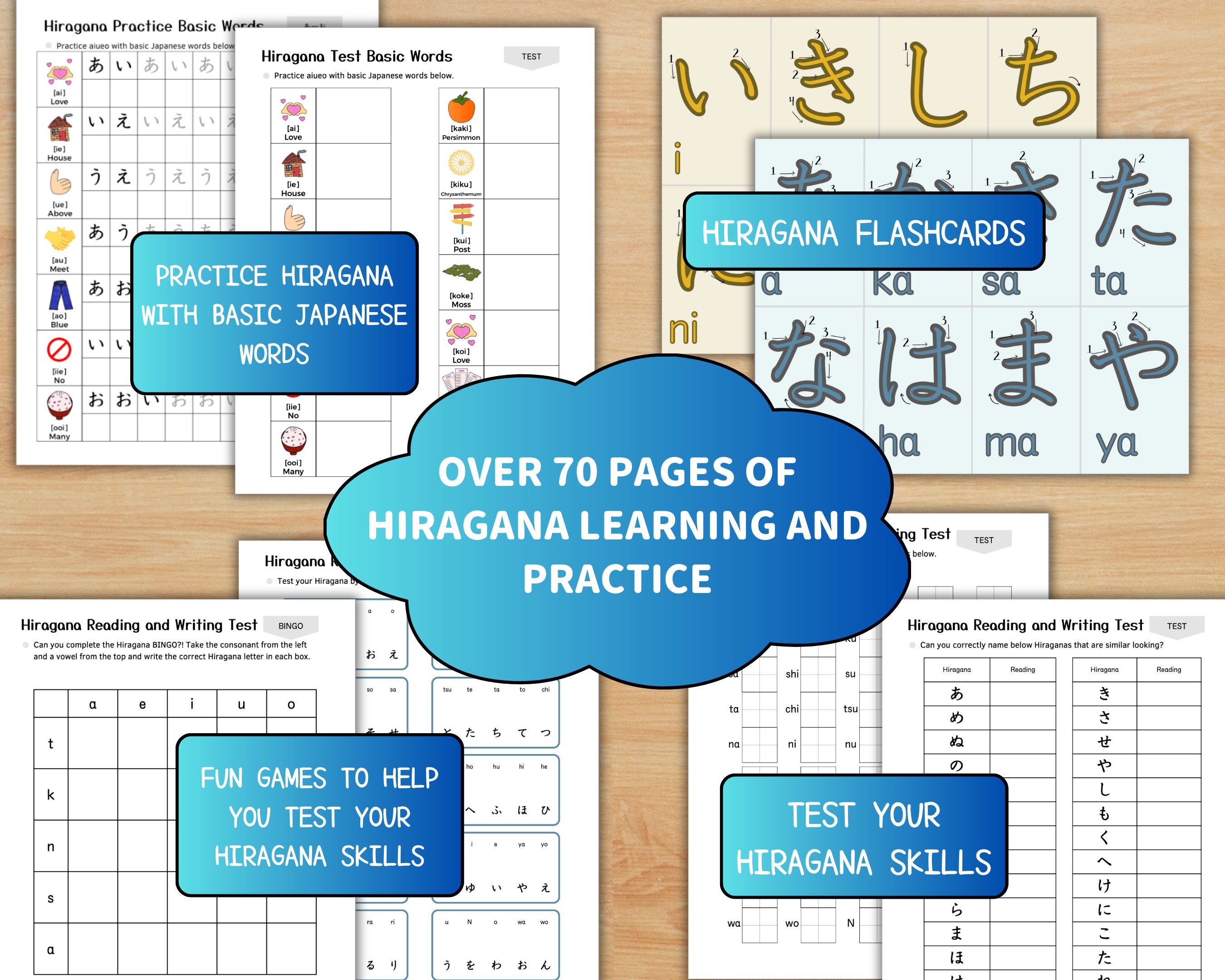 Hiragana Practice Workbook Bundle for Japanese Hiragana Worksheets With ...