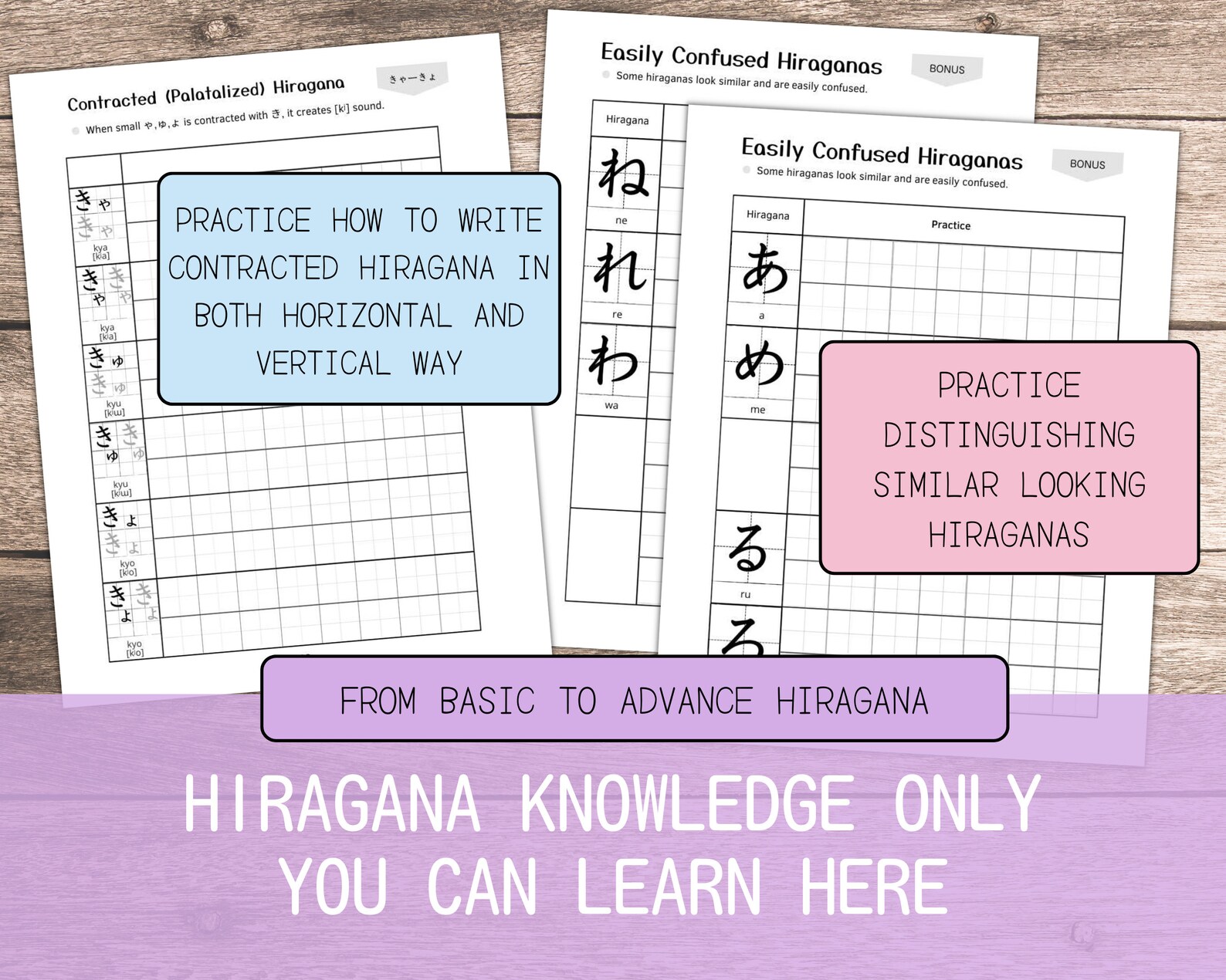 Hiragana Practice Worksheet for Japanese Learners and Children With ...