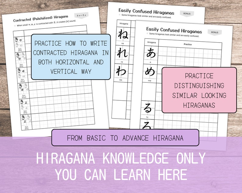 Hiragana Practice Worksheet for Japanese Learners and Children With ...