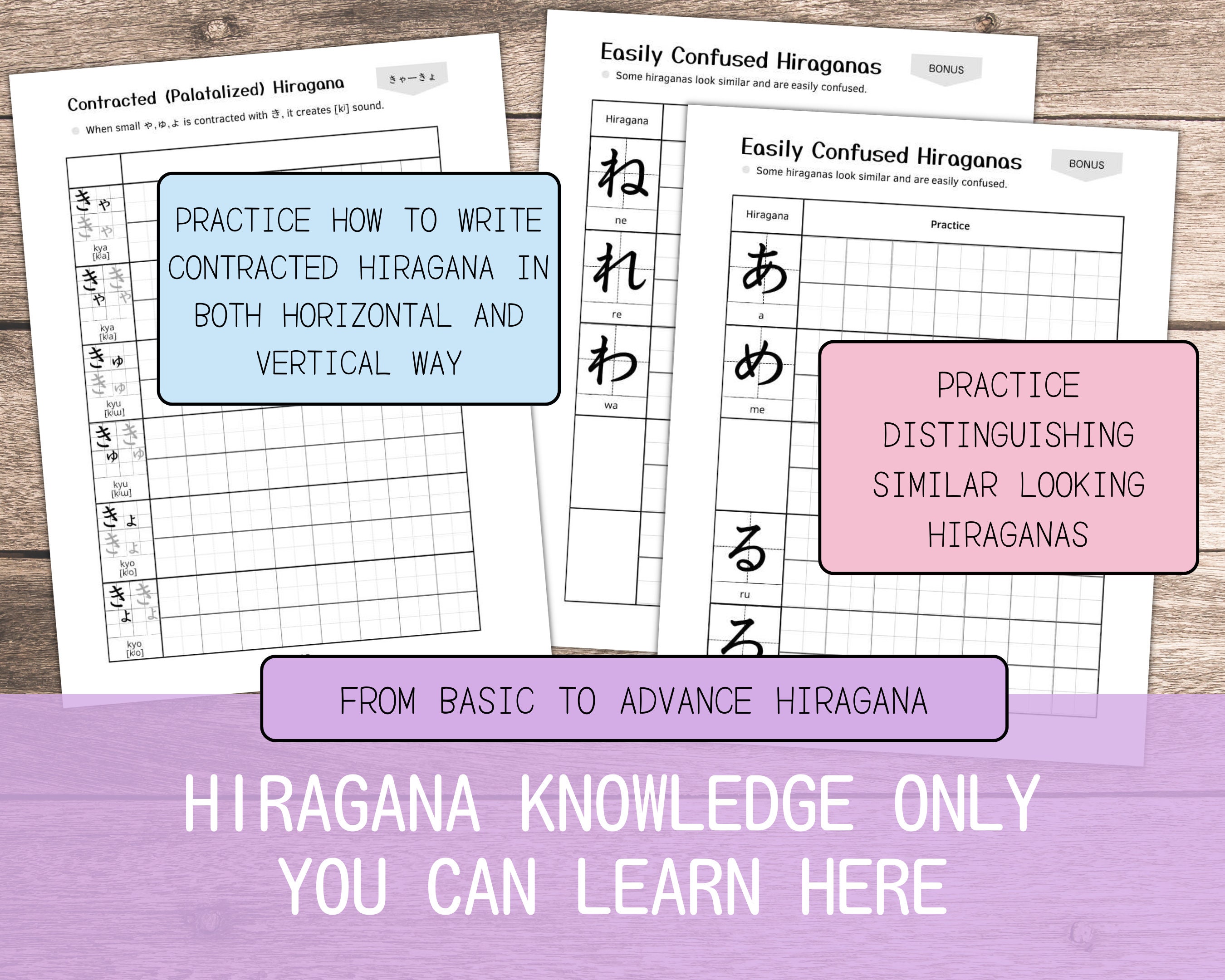 Hiragana Practice Worksheet for Japanese Learners and Children With ...