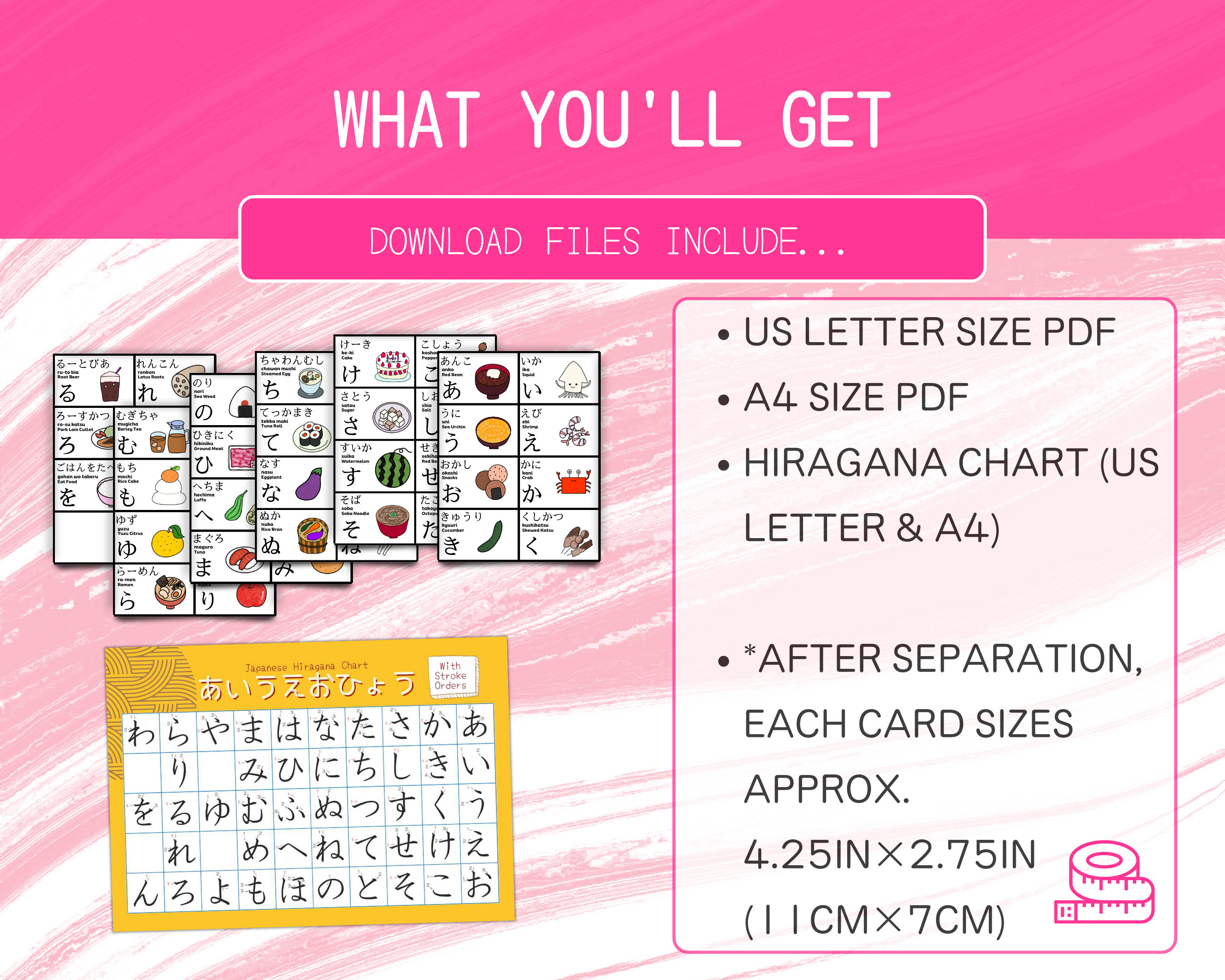 Hiragana Flashcards for Bilinguals Learn Japanese Food With Pictures ...
