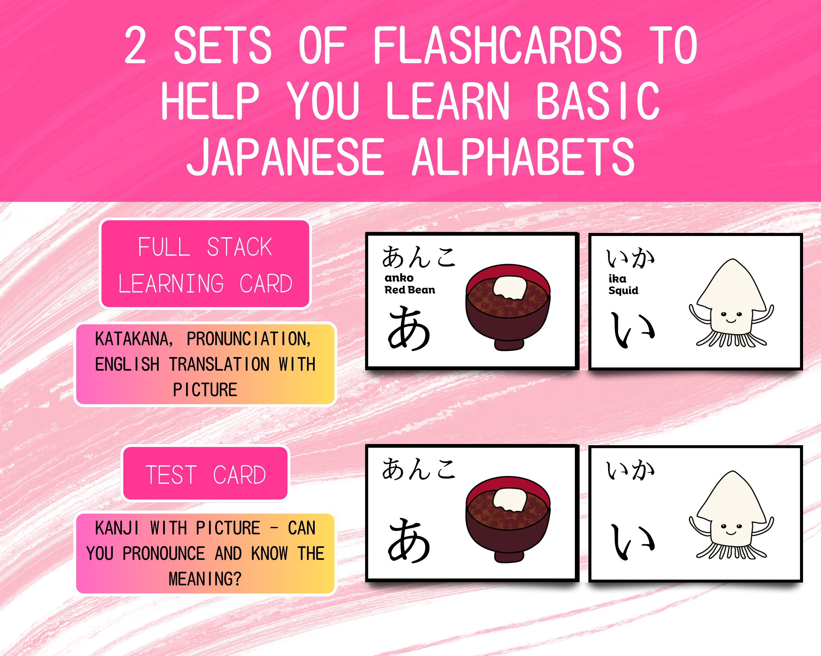 Hiragana Flashcards for Bilinguals Learn Japanese Food With Pictures ...