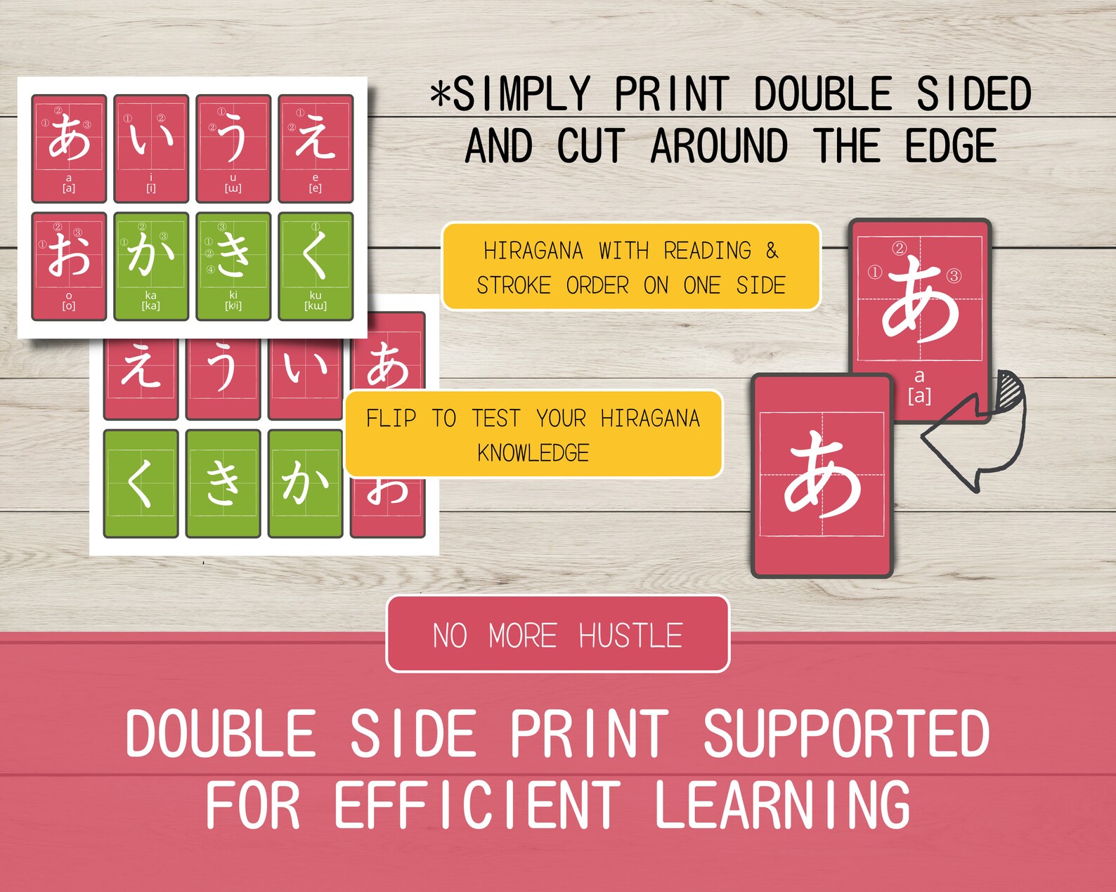 Hiragana Flashcards With Stroke Order Practice Cards for Japanese ...