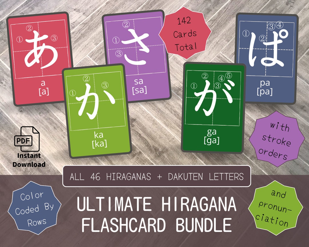 Hiragana Practice Flashcards for Japanese Learners and - Etsy