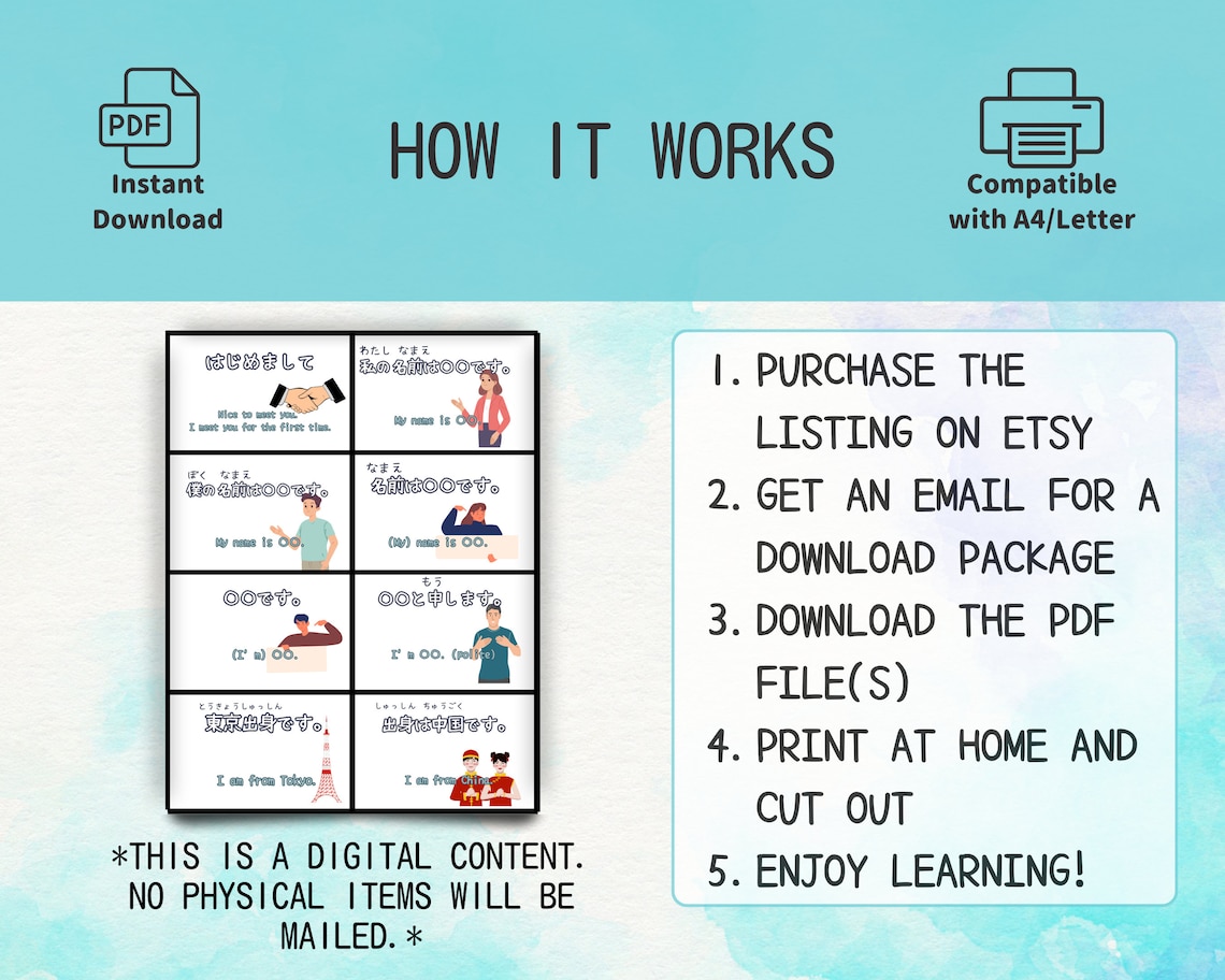 Japanese Self-introduction Flashcards: Basic Phrases, Hiragana Learning ...