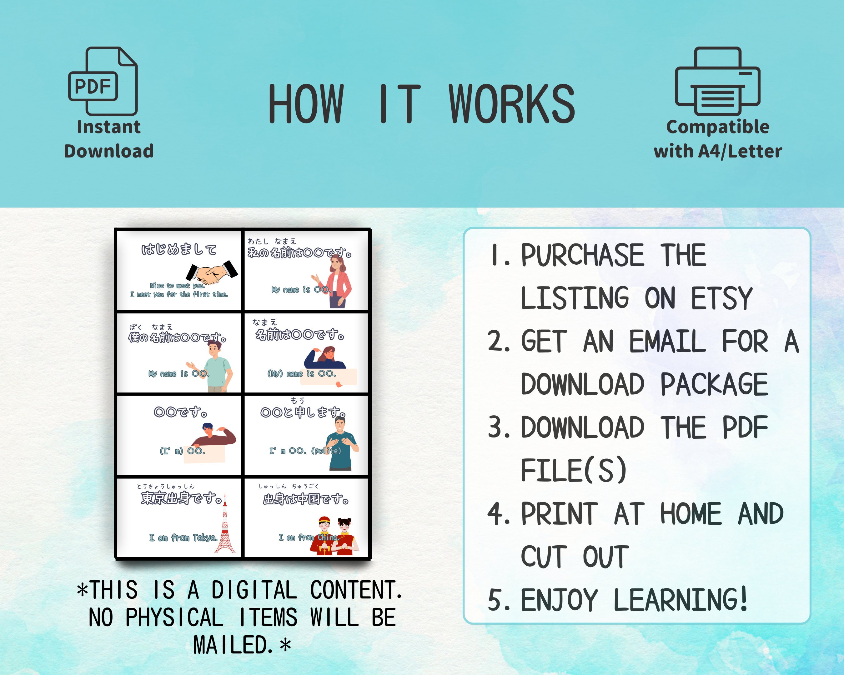 Japanese Self-introduction Flashcards: Basic Phrases, Hiragana Learning ...