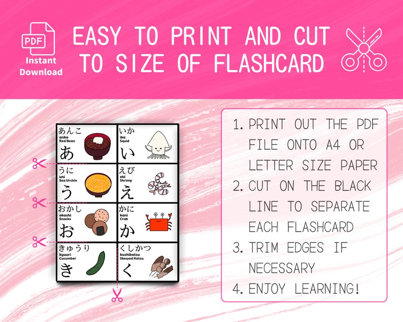 Hiragana Flashcards for Bilinguals Learn Japanese Food With Pictures ...
