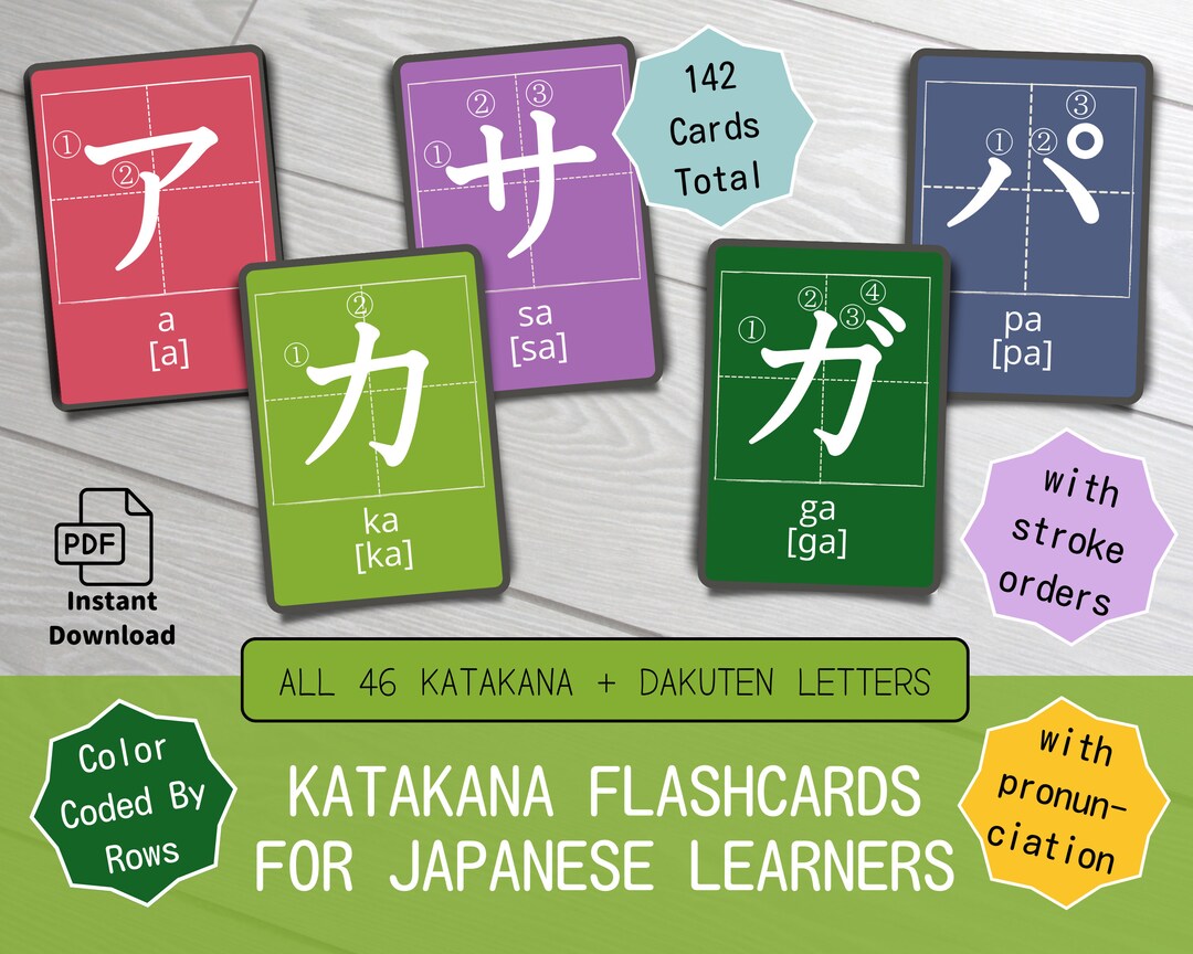 Katakana Practice Flashcards for Kids and Japanese Learners With ...
