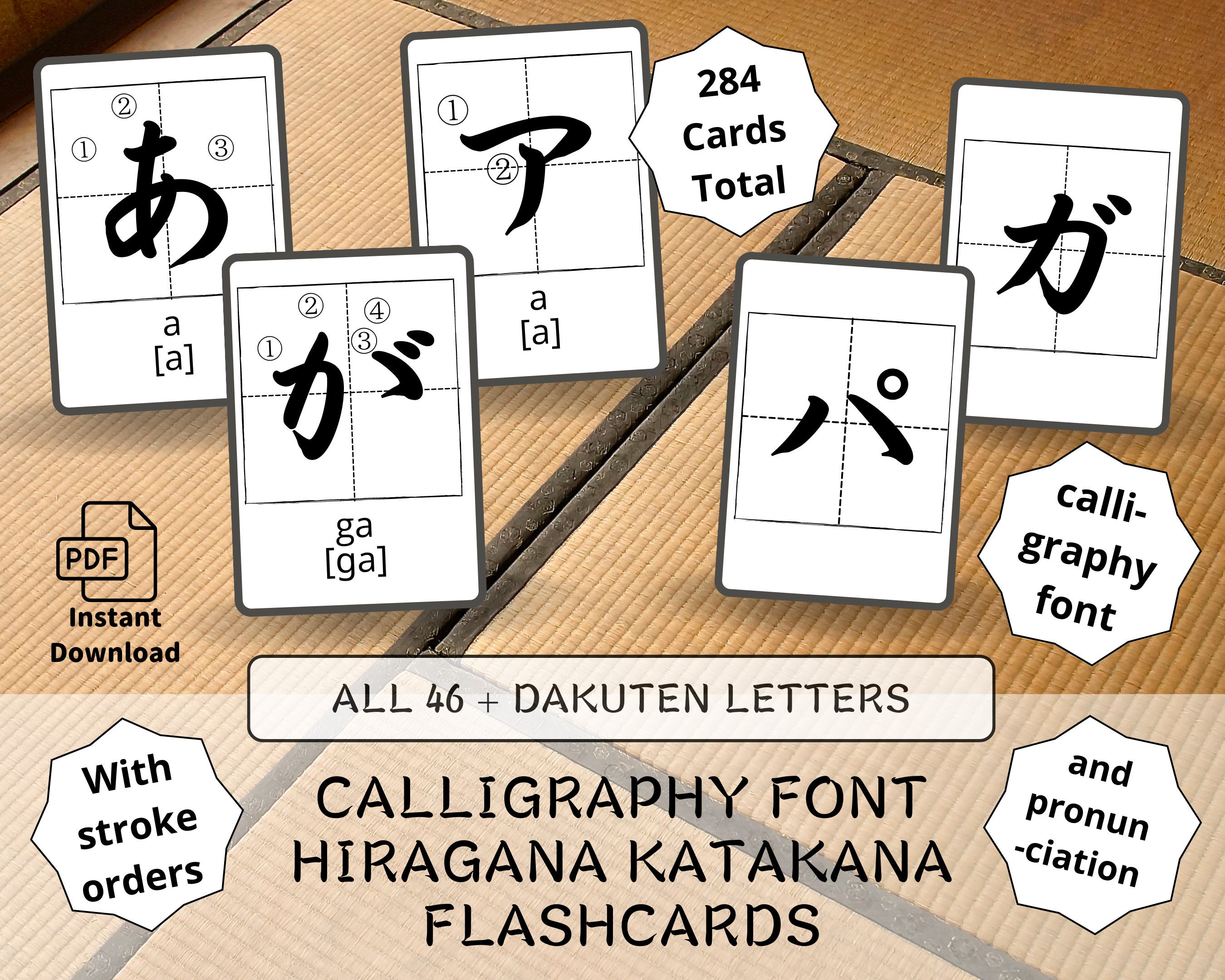 Hiragana Katakana Practice Flashcard Bundle for Japanese Learners ...