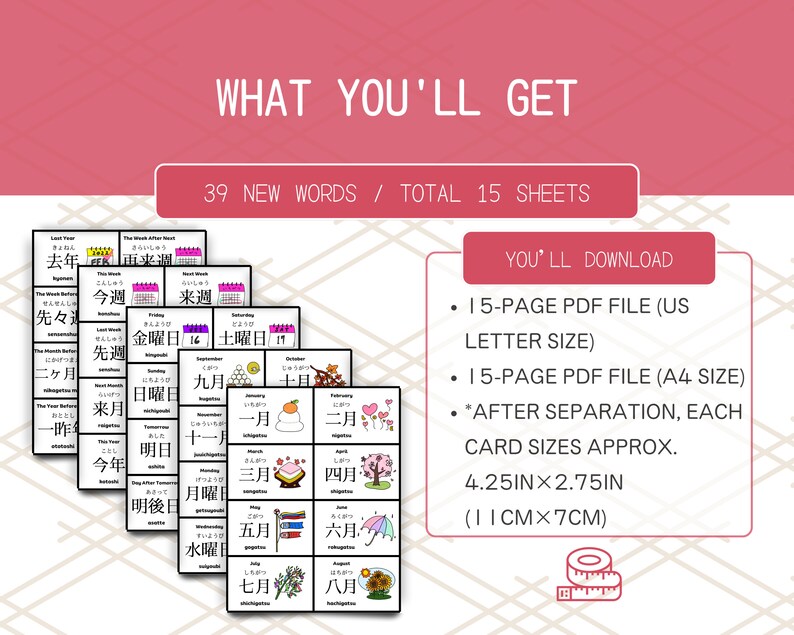 Japanese Flashcards: Month, Week, Year - Kanji & Hiragana (PDF Download ...