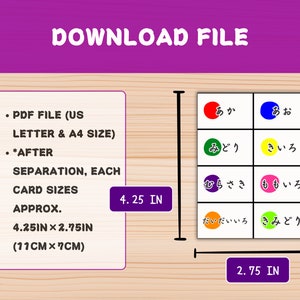 Japanese Color Flashcards: Hiragana & Kanji Learning (digital Download ...