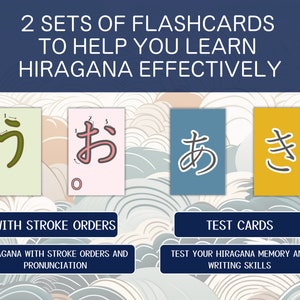 Hiragana Cards Color Coordinated Japanese Practice Flashcards With ...