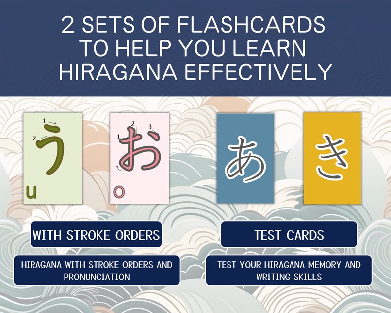 Hiragana Cards Color Coordinated Japanese Practice Flashcards With ...