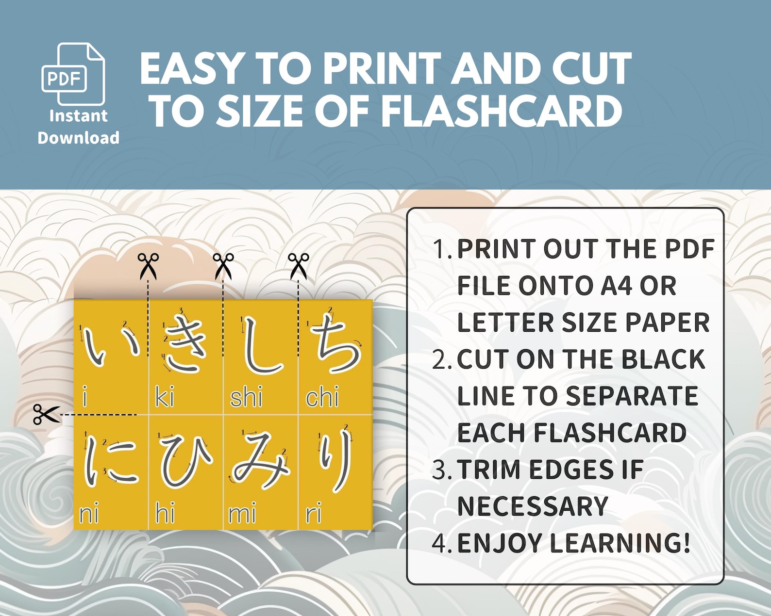 Hiragana Cards Color Coordinated Japanese Practice Flashcards With ...