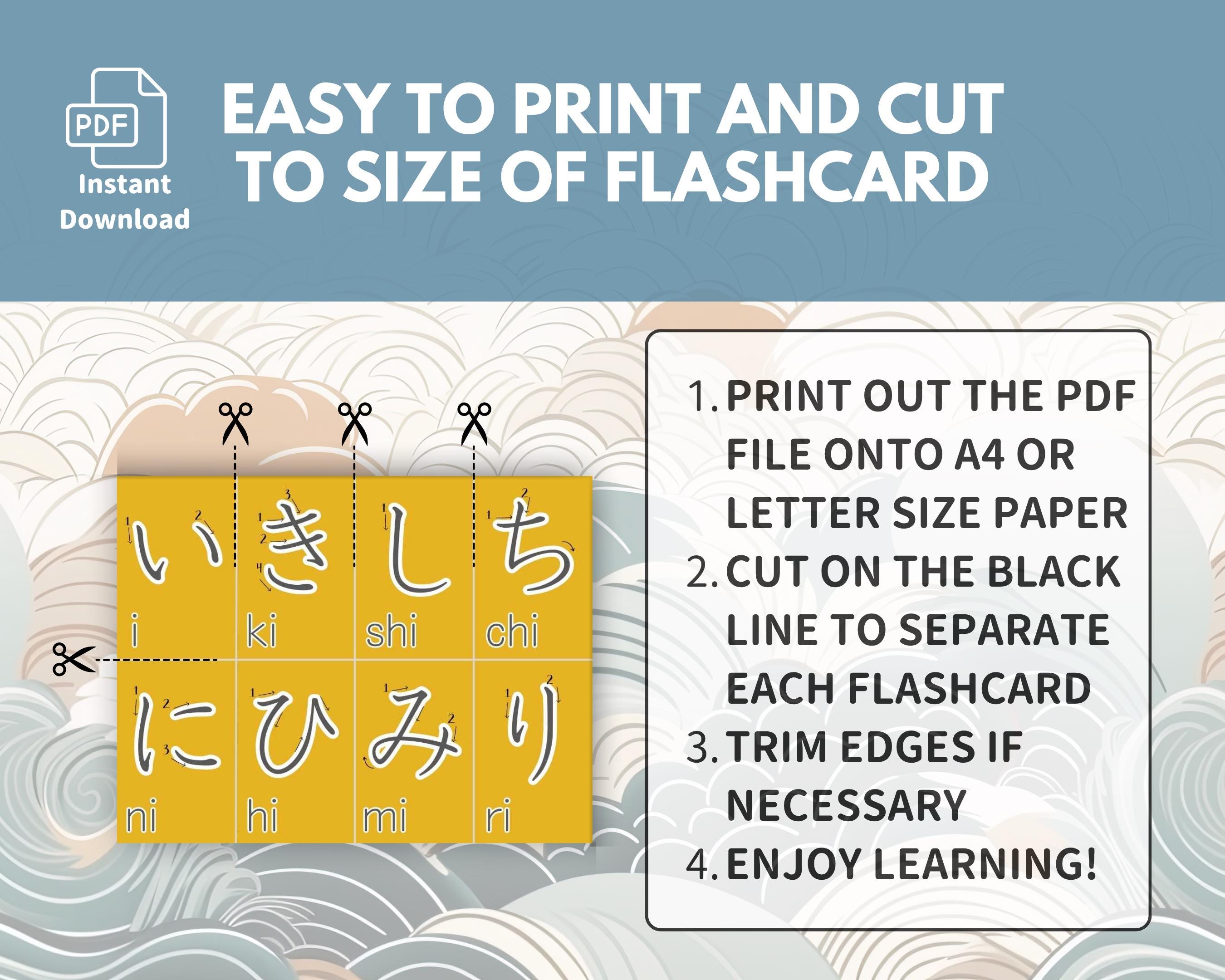 Hiragana Cards Color Coordinated Japanese Practice Flashcards With ...
