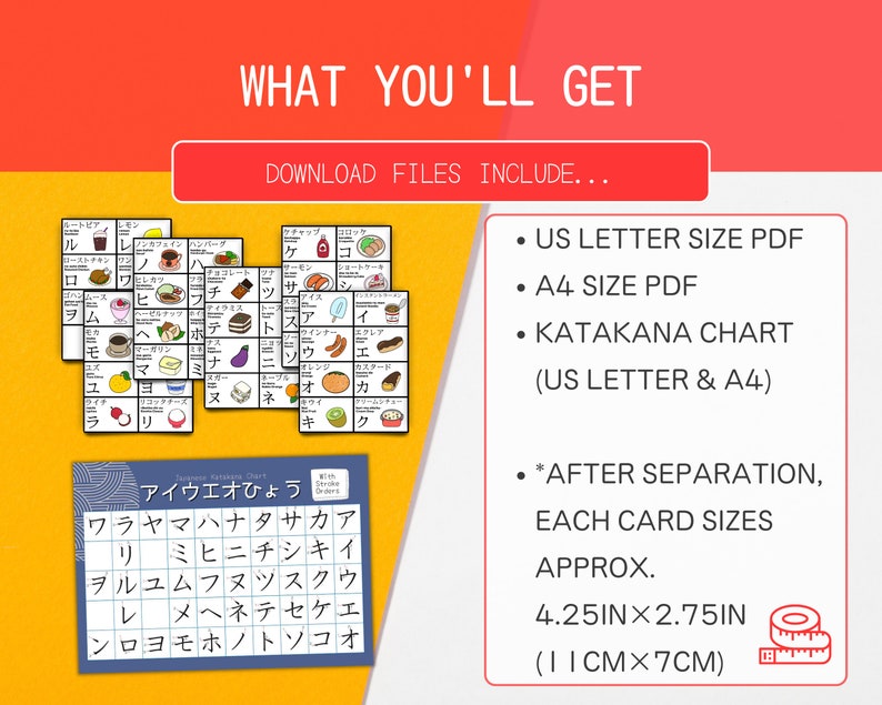 Katakana Flashcards Learn Japanese Food With Pictures Perfect for ...
