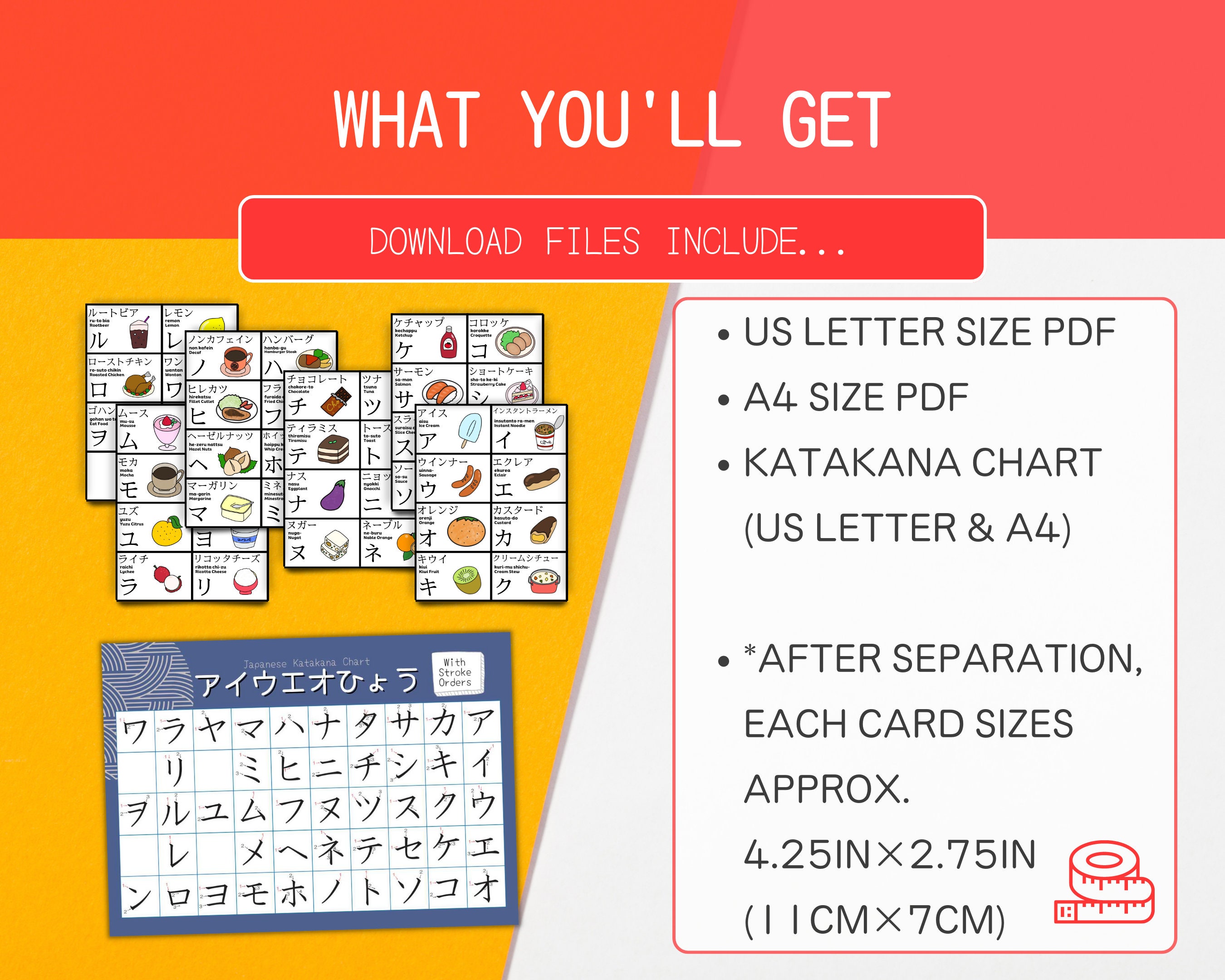Katakana Flashcards Learn Japanese Food With Pictures Perfect for ...