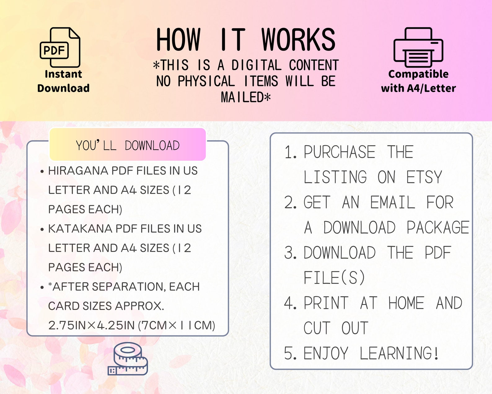 Hiragana Flashcards Cute Katakana Flashcards for Japanese Practice ...