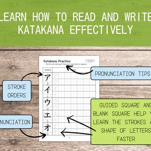 Katakana Practice Worksheet for Japanese Learners and Children With ...