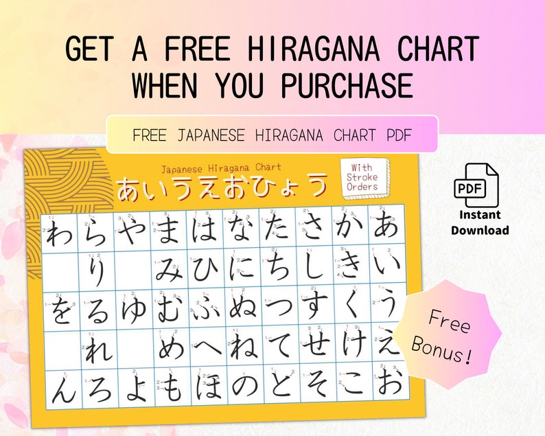 Hiragana Flashcards Cute Katakana Flashcards for Japanese Practice ...