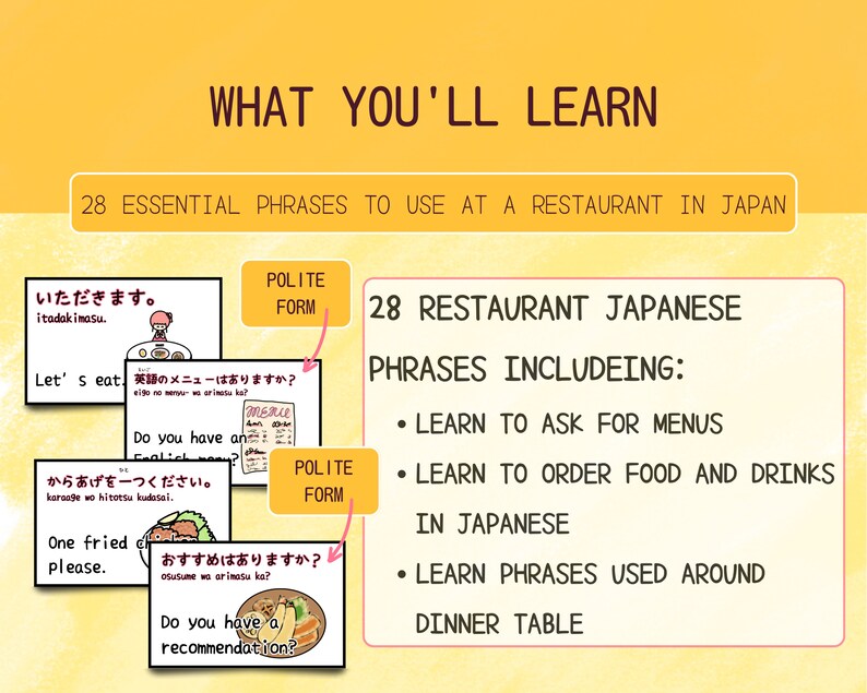 28 Japanese Phrases You Can Use at A Restaurant Ask for Menus and Order ...