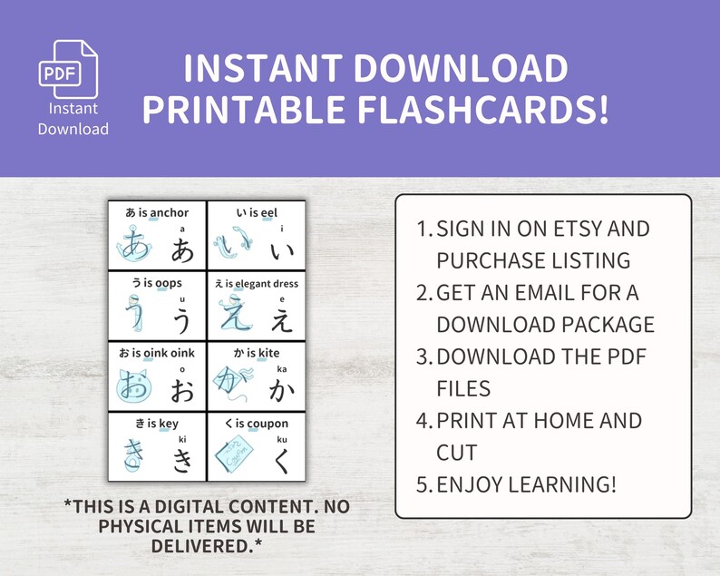 Hiragana Flashcards With Mnemonic Japanese Learning Cards for Hiragana ...