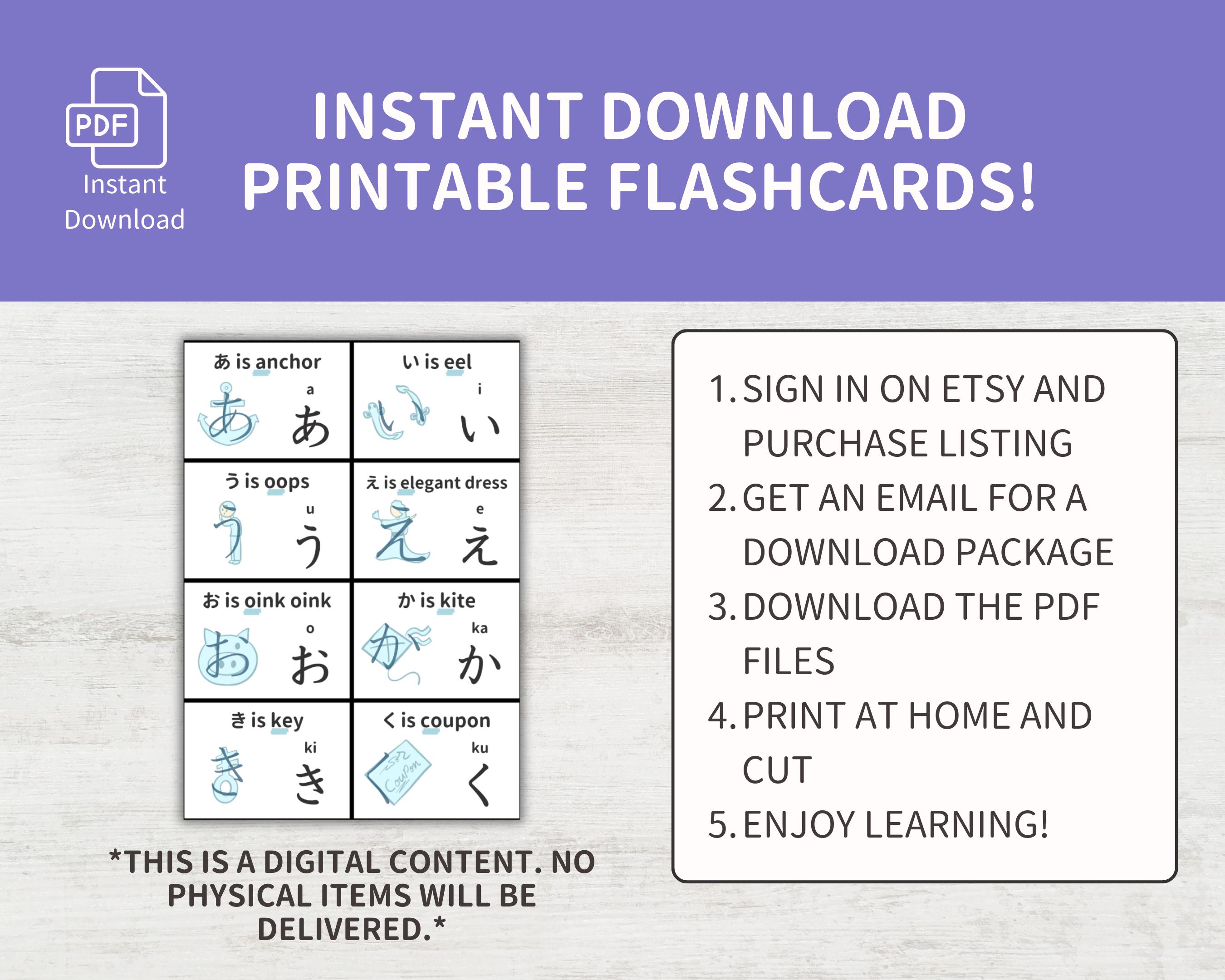 Hiragana Flashcards With Mnemonic Japanese Learning Cards for Hiragana Learners (digital ...