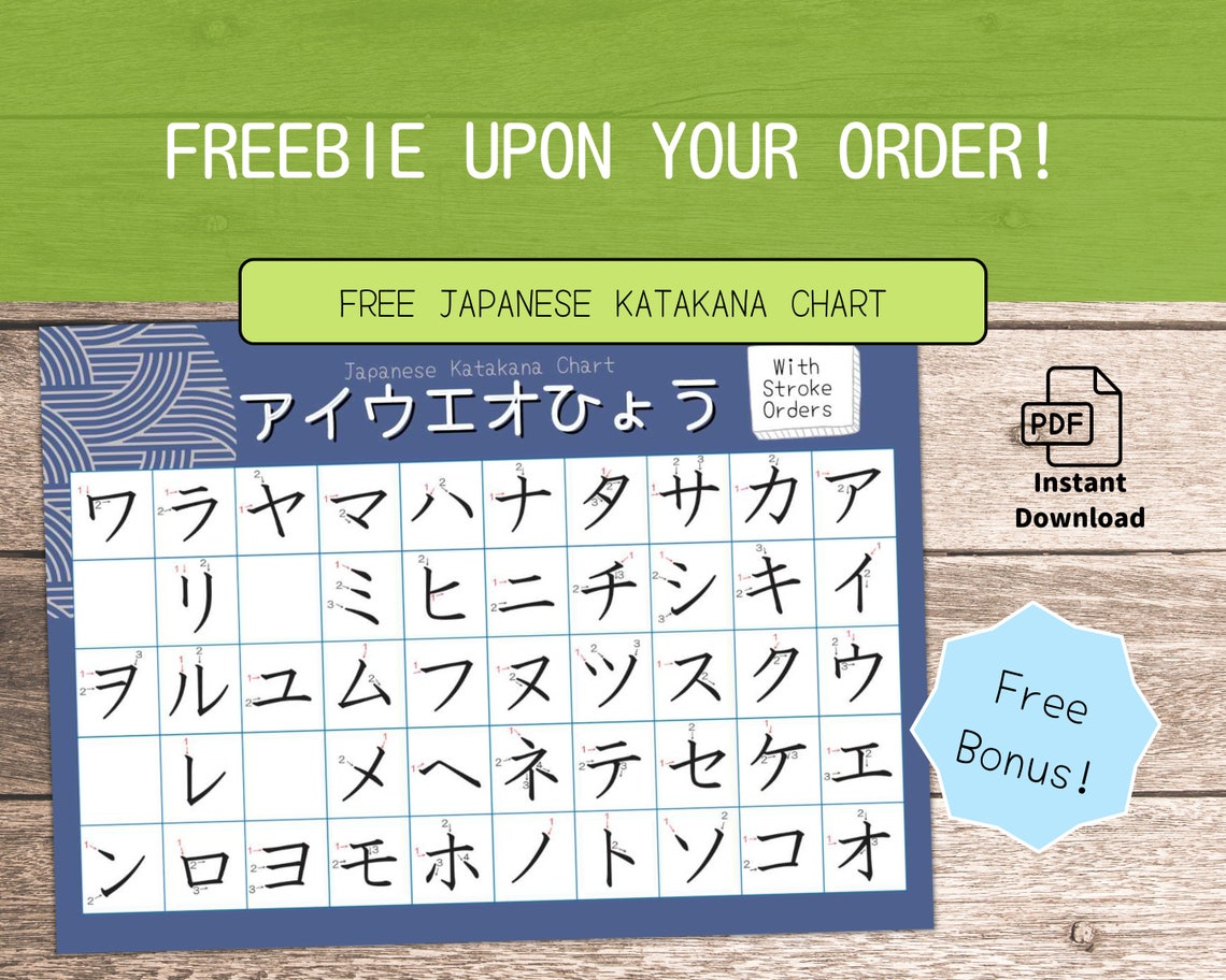 Katakana Practice Worksheet for Japanese Learners and Children With ...