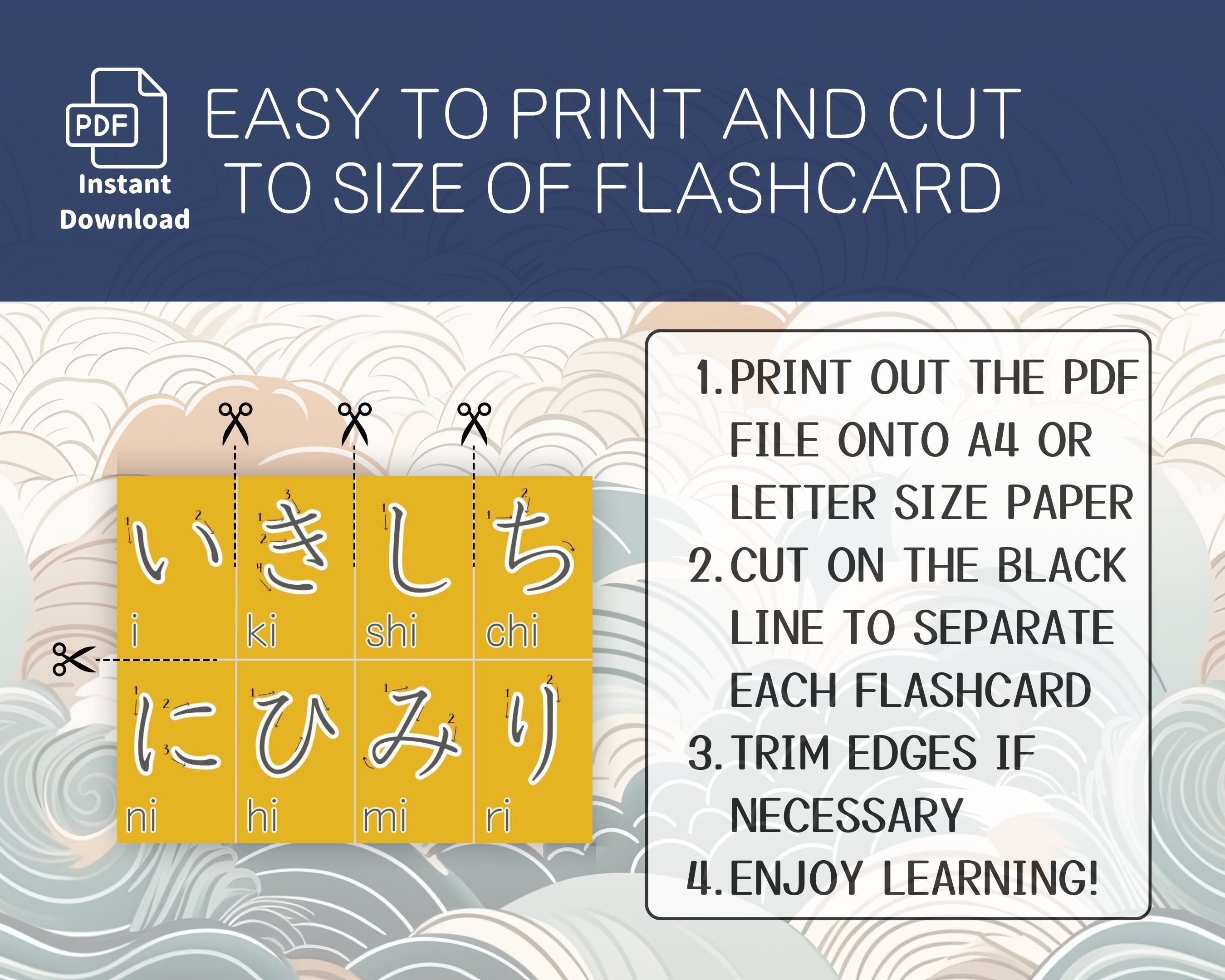 Hiragana Cards Color Coordinated Japanese Practice Flashcards With ...