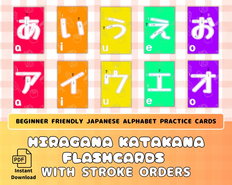 Hiragana & Katakana Flashcards: Japanese Alphabet With Stroke Orders ...