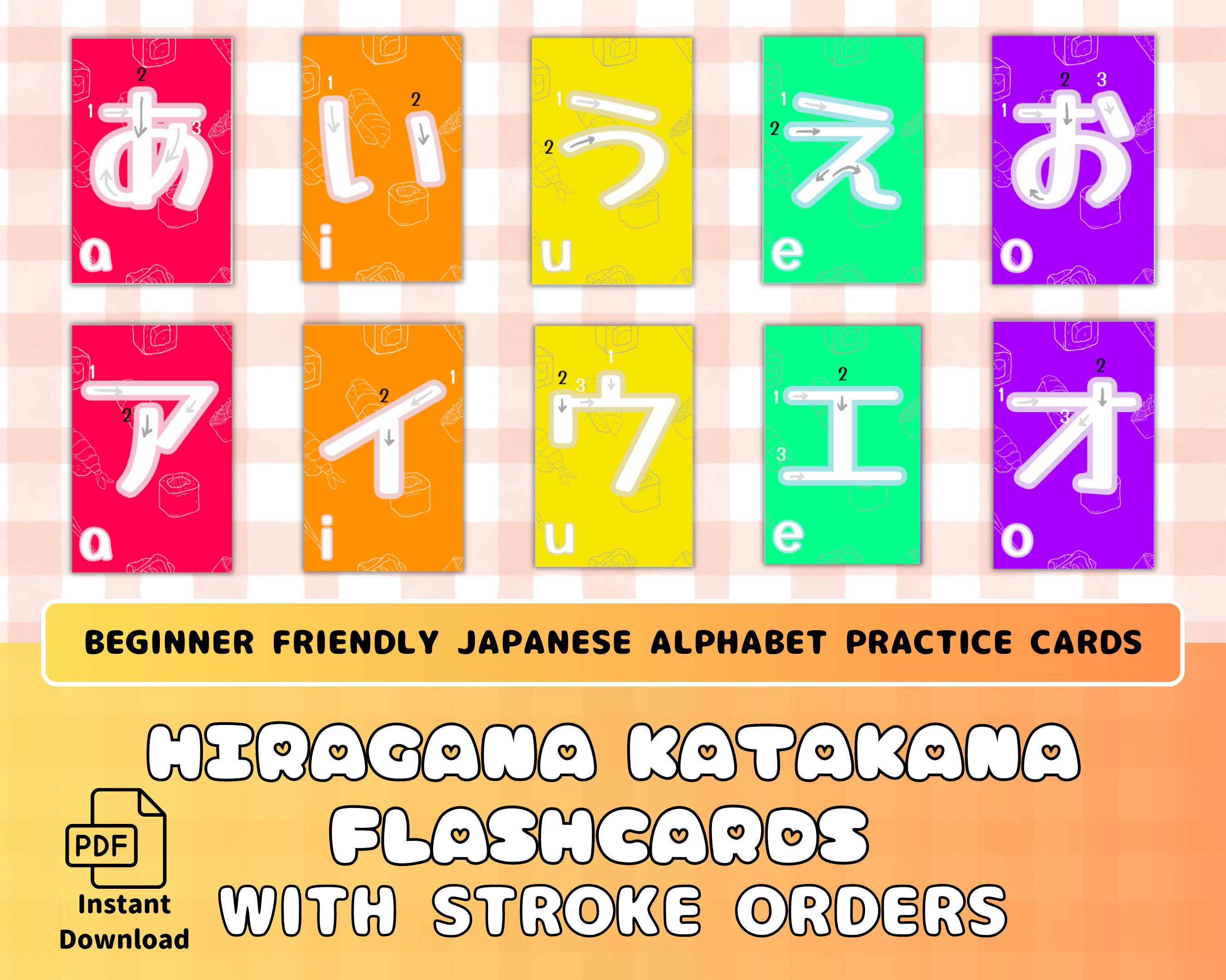 Hiragana & Katakana Flashcards: Japanese Alphabet With Stroke Orders ...