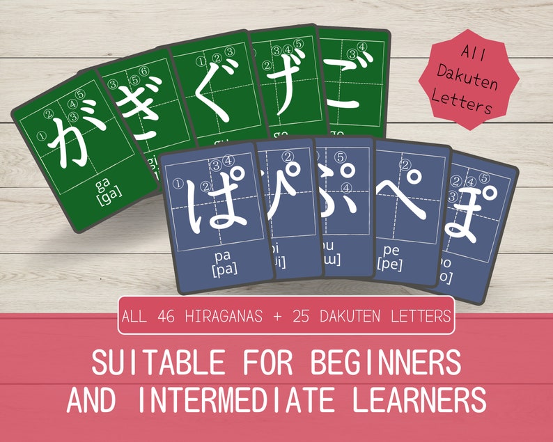Hiragana Flashcards With Stroke Order Practice Cards for Japanese ...