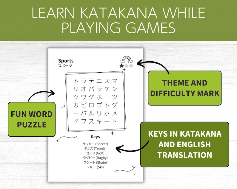 Katakana Word Search: Japanese Learning Game (digital Printable) - Etsy