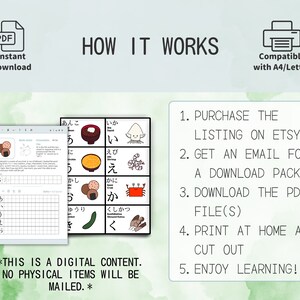 Japanese Worksheet Bundle Flashcards Hiragana With Japanese Food ...