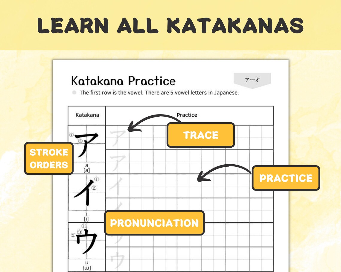 Hiragana & Katakana Practice Worksheets Bundle (PDF Download) - Etsy