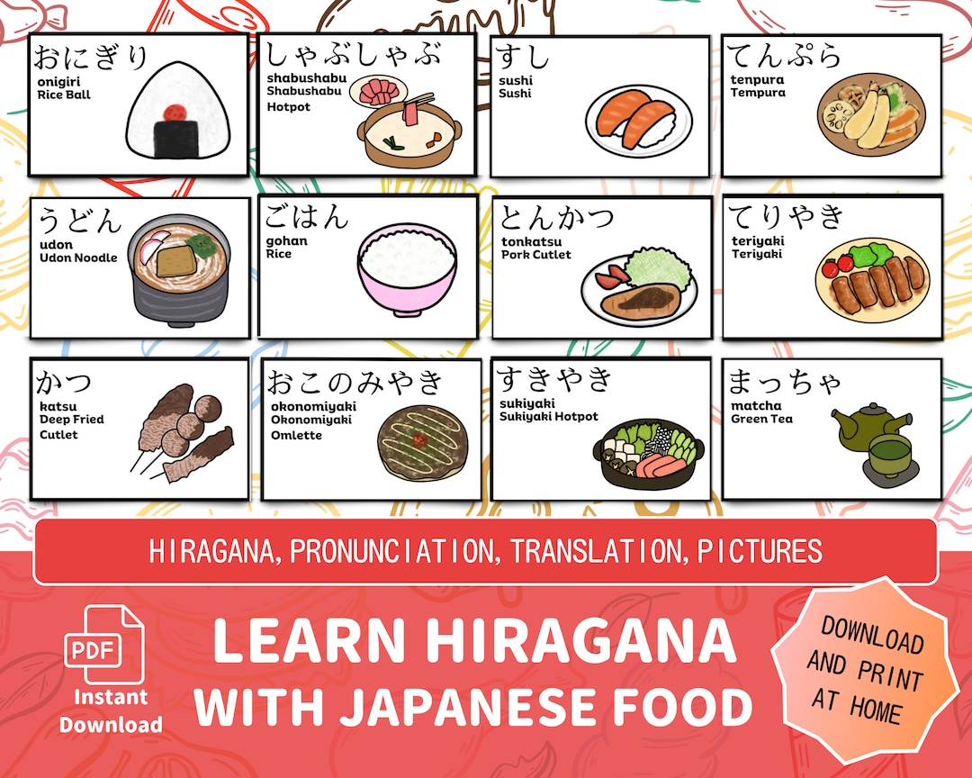 Learn to Read Popular Japanese Food in Hiragana With Japanese ...