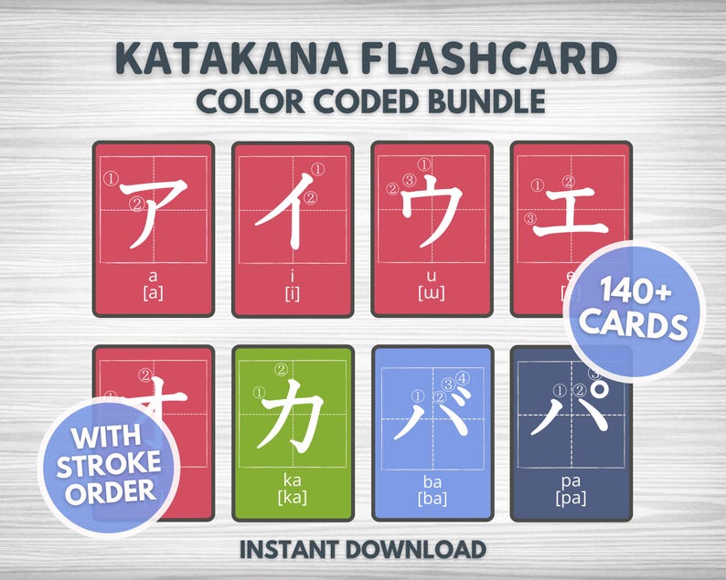 Hiragana Flashcards: Stroke Order Practice Cards (printable PDF) - Etsy