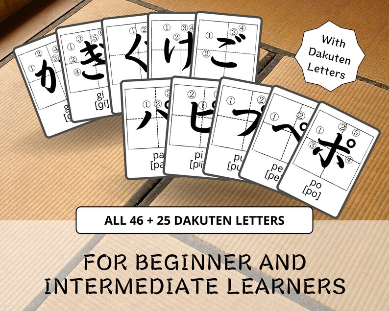 Hiragana Katakana Practice Flashcard Bundle for Japanese Learners ...
