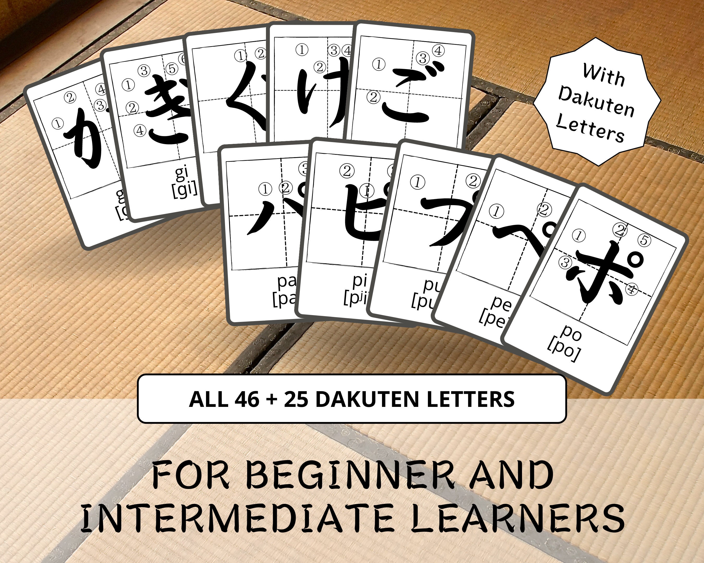 Hiragana Katakana Practice Flashcard Bundle for Japanese Learners ...